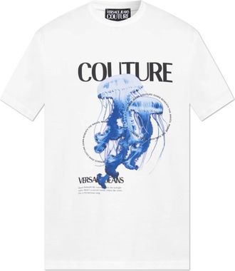 Versace Jeans Couture Homme, Tops, Blanc, Taille: L T-Shirt Imprim&eacute; en Jersey de Coton
