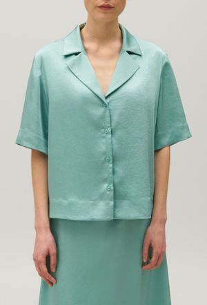 Claudie Pierlot Chemise fluide satin&eacute;e vert deau