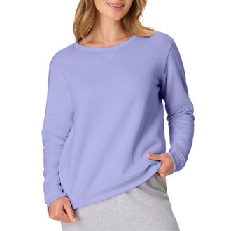 Hanes Damen Crewneck, EcoSmart Fleece Pullover mit V-einkerbung, Sweatshirt, Peri Blue, M