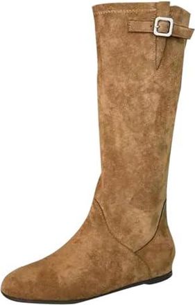 Generic Bottes hautes d&eacute;contract&eacute;es en faux daim pour femme - &Eacute;l&eacute;gantes - Couleur unie - Boucle classique - &Eacute;l&eacute;gantes - &Agrave; enfiler - Pour lext&eacute;rieur et le quot
