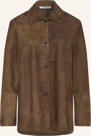 Max Mara Leder-Overshirt Gocce braun