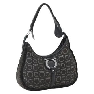 Ferragamo Sac bandouli&egrave;re en coton Pre-owned - Femme - Pre-owned - Noir - Taille: ONE Size