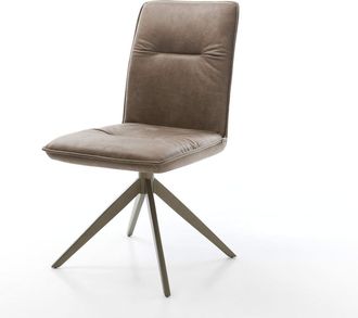 DELIFE Drehstuhl Vinjo-Flex Mikrofaser Taupe Vintage Kreuzgestell breit Effektfinish Titan 360° drehbar, Esszimmerstühle