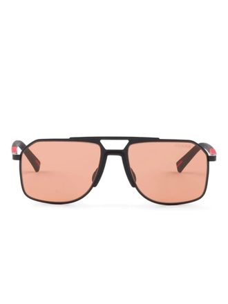 Prada Eckige Linea Rossa Sonnenbrille - Schwarz
