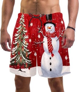 Coosun Short de plage pour homme à séchage rapide Motif renne de Noël Taille S, S