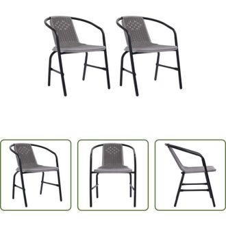 vidaXL vidaXL Kunststoffst&uuml;hle - Gartenst&uuml;hle 2 Stk. Kunststoff Rattan-Optik und Stahl 110 kg