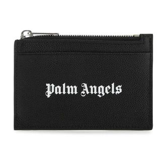 Palm Angels Homme, Accessoires, Noir, Taille: ONE Size Porte-cartes en cuir noir