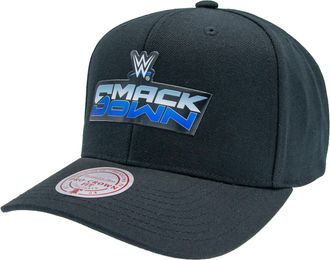 Mitchell & Ness WWE Smack Pro Crown Snapback Basecap, Schwarz, Einheitsgr&ouml;&szlig;e, verstellbar, Herren, Frauen, Kinder, Unisex, Fr&uuml;hling, Sommer, Herbst, Winter