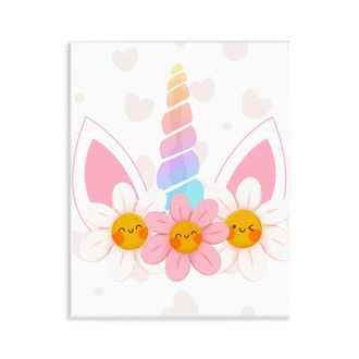 Stupell Industries Wandschild mit Gänseblümchen, Einhorn mit Herzen, Design von Jesse Keith, 35,6 x 28,9 cm