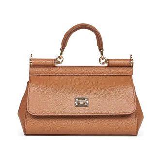 Dolce & Gabbana Femme, Sacs, Brun, Taille: ONE Size Small Sicily Top Handle Bag
