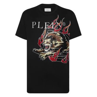 Philipp Plein T-shirt Rundhals L&ouml;wen-Zirkus - - Tops - Herren - Schwarzk - 3XL