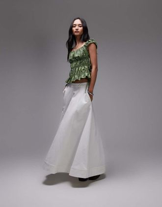 Topshop Jupe longue en jean à cercles - Écru-Blanc