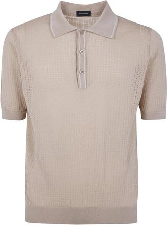 Tagliatore Polo en maille perfor&eacute;e - Homme - Tops - Beige - Taille: 2XL
