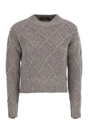 Max Mara Ellade - Boxy-Woll- und Kaschmir-Pullover mit Pailletten