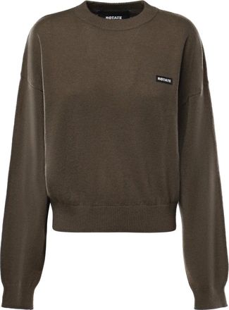 Rotate Rotate Birger Christensen, Femme, Pulls, Vert, Taille: 38 FR Basic Crewneck Sweater