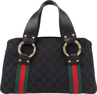 Gucci Crossbody Bags - Gucci GG Monogram Bamboo Handbag - Gr. unisize - in Schwarz - f&uuml;r Damen