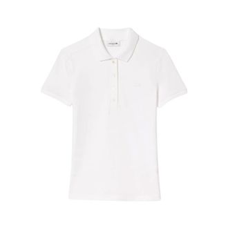Lacoste Femme, Tops, Blanc, Taille: 38 FR Polo sans manches en piqu&eacute; de coton stretch