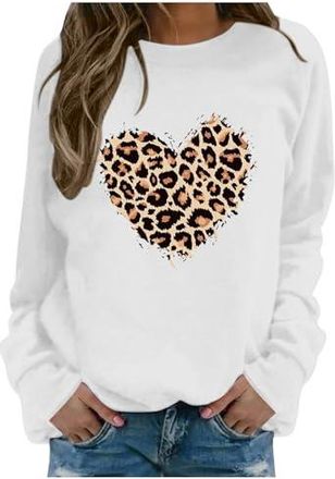 Generic Sweat &agrave; capuche d&eacute;contract&eacute; &agrave; col rond imprim&eacute; pour la Saint-Valentin 2026, blanc, XL