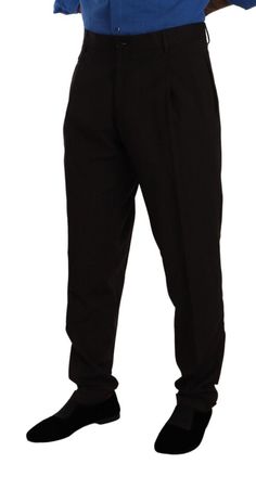 Dolce & Gabbana Mens Brown Wool Skinny Formal Dress Pants Virgin Elastane