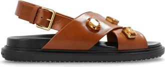 Marni Femme, Chaussures, Brun, Taille: 39 EU Sandales en cuir avec ornements scintillants