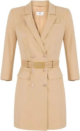 Elisabetta Franchi Femme, Robes, Beige, Taille: 40 FR Robe Technique Bi-&eacute;lastique avec Ceinture