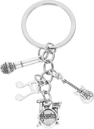 IFUNDOM Porte-Cl&eacute;s Pendentif Guitare Basse et Note de Musique en Alliage L&eacute;ger Bijou de Paquet Mini Batterie pour Paquet &agrave; Dos Main Accessoire D&eacute;coratif Musiq