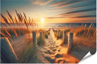 Islandburner XXL Bild Poster Sanfter Weg zum Sonnenuntergang am Strand Premium Bilder Fotodruck