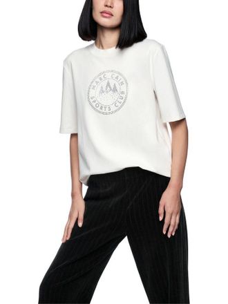 Marc Cain T-Shirt Ski is the Limit Premium Damenmode mit Hotfix-Motiv mit Strasssteinen auf der Brust