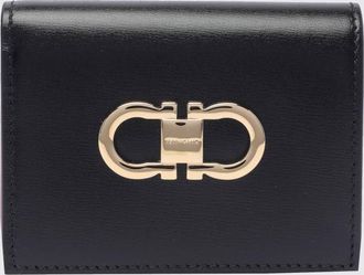 Ferragamo Gancini Bifold-Geldb&ouml;rse aus Palmellato-Leder mit Metalllogo