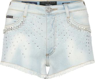 Philipp Plein Femme, Shorts, Bleu, Taille: W28 Strass Denim Shorts Crystal