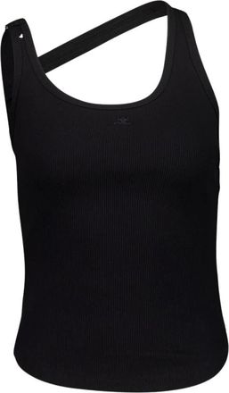 Courr&egrave;ges Femme, Tops, Noir, Taille: 40 FR D&eacute;bardeur Asym&eacute;trique &agrave; Boucle