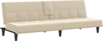 vidaXL Schlafsofa mit Getr&auml;nkehaltern Creme Stoff vidaXL