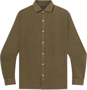Brooks Brothers Homme, Chemises, Vert, Taille: 2XL Chemise en Lin Coupe Slim avec Col Italien