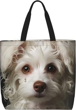 Generic Caniche Fran&ccedil;ais Sac Courses R&eacute;utilisable Tote Bag Grand Sac Fourre-Tout Pour Shopping Quotidienne Travail