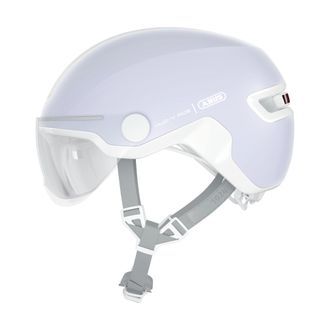 ABUS Stadthelm HUD-Y ACE - stylischer Fahrradhelm mit Visier und magnetischem, aufladbarem LED-R&uuml;cklicht - f&uuml;r Damen und Herren - Pure Lavender, Gr&ouml;&szlig;e L