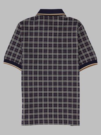 Burberry Check Cotton Blend Polo Shirt - Blue