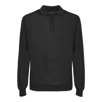 Dell'Oglio Merino-Woll-Polohemd - - Tops - Herren - Schwarzk - L