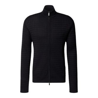 Emporio Armani Merinowolle Zip Cardigan Pullover - - Knitwear - Herren - Blau - XS