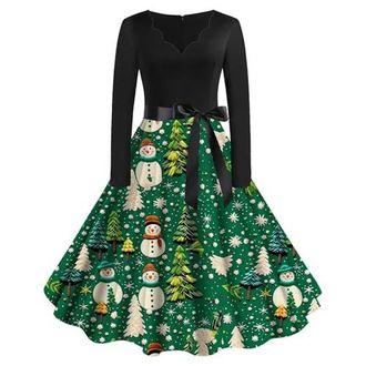 Generic Temp&eacute;rament de No&euml;l Jupe taille moyenne Beaut&eacute; Temp&eacute;rament r&eacute;tro Manches longues Couleur unie Tube Haut Jupe &agrave; manches longues Robe noire longue, Vert