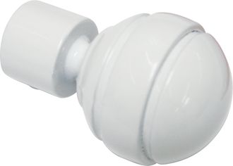 Gardinia Endknöpfe für Gardinenstangen, 2 x Endstück Kugel, Serie Chicago, Metall, Weiß, Durchmesser 20 mm 11277