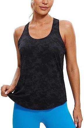 CRZ YOGA Femmes Coton Pima Dos Nageur Entraînement Débardeurs Léger Ample sans Manches Athlétique Gym Chemises Le Brouillard dencre fumée 42