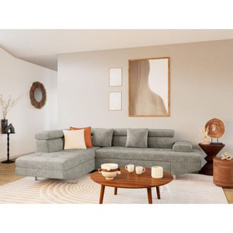 Best Mobilier Bestmobilier - Margaux - canapé dangle gauche 5 places convertible avec coffre et têtières réglables en velours texturé