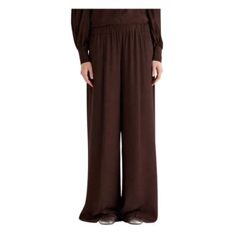 Meimeij Femme, Pantalons, Brun, Taille: 44 FR Pantalon droit &agrave; coupe souple avec taille &eacute;lastiqu&eacute;e