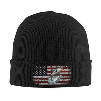 Generic Bonnet Thermo P&ecirc;che Au Bar Ray&eacute; avec Drapeau Am&eacute;ricain Coupe-Vent Bonnets Mode Bonnet pour Cyclisme Randonn&eacute;e Ski