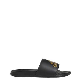 adidas Unisex Adilette Comfort Slide Sandal, Black/Gold Metallic/Black, 8 US Men