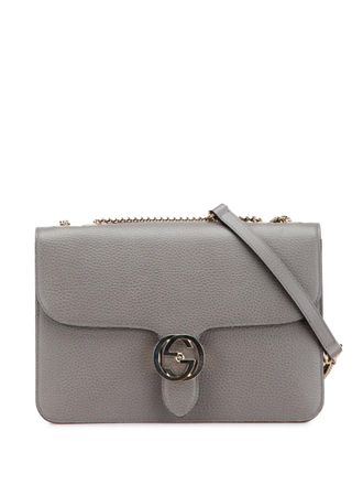 Gucci sac &agrave; bandouli&egrave;re Dollar m&eacute;dium en cuir de veau &agrave; plaque Interlocking G (2000-2015) - Gris