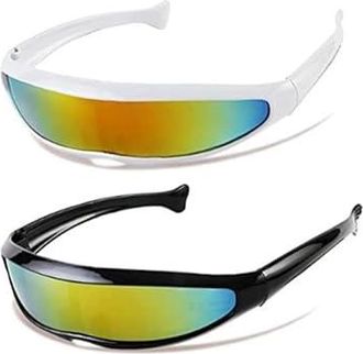 ZJchao Lunettes de Soleil R&eacute;tro Cool Funky, avec Verres Miroir Color&eacute;s, pour Cosplay, Halloween, Festival de Musique, Adultes et Enfants (2 pi&egrave;ces Noir Blanc