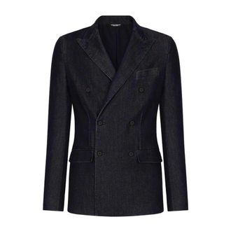 Dolce & Gabbana Zweireihiger Jeansblazer - - Jackets - Herren - Schwarzk - S