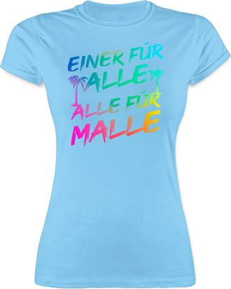 Shirtracer Shirt Damen - Urlaub - Einer f&uuml;r alle Alle f&uuml;r Malle I Mallorca Party I Malle f&uuml;r alle - XXL - Hellblau - Mallorca-t-Shirt t Reise Tshirt Outfit t-Shi