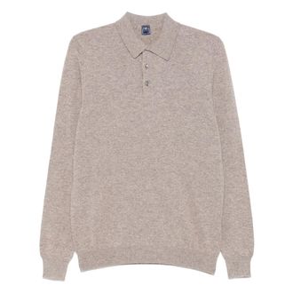 Fedeli Homme, Pulls, Beige, Taille: XL Polo de luxe en cachemire